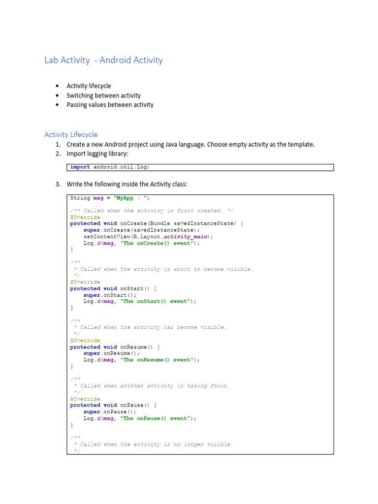Lab Activity | PDF | Android (Operating System) | Mobile App