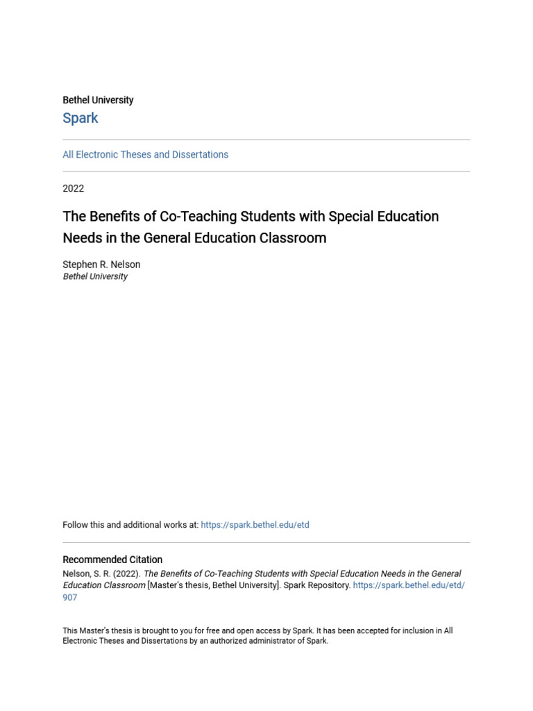 The Benefits of Co-Teaching Students With Special Education Needs in ...