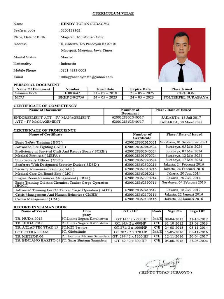 CV Hendy | PDF | Transport | Freight Transport