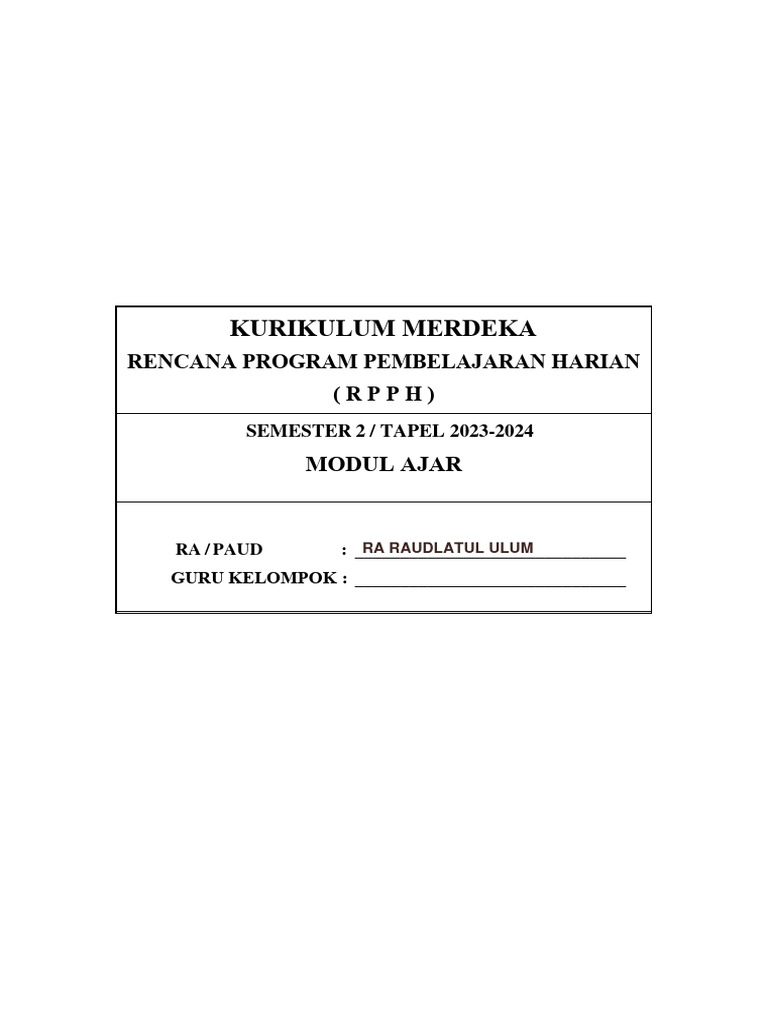 Modul Ajar Ra Semester 2 | PDF