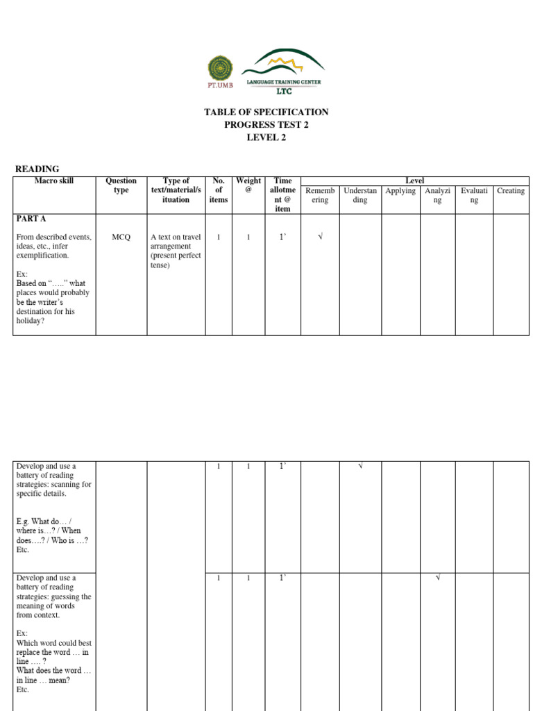 Rev TOS Level 2_PT 2_ Gasal 20232024 | PDF | Grammatical Tense | Syntax