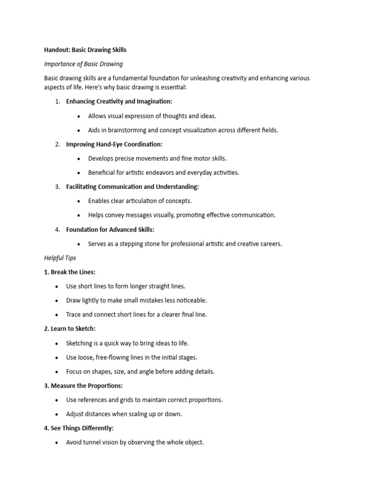 Essential Basic Drawing Skills Guide | PDF