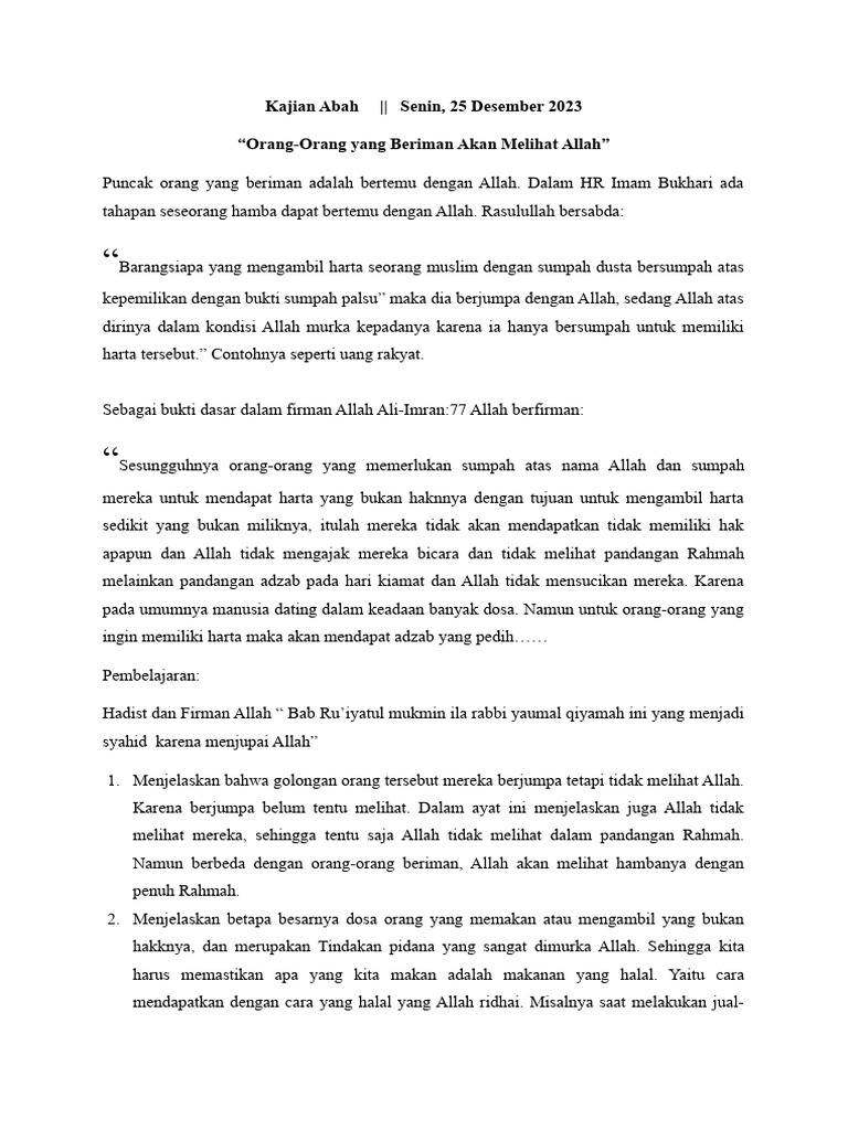 Kajian Abah, 25 Desember | PDF | Pengembangan Diri | Agama & Spiritualitas