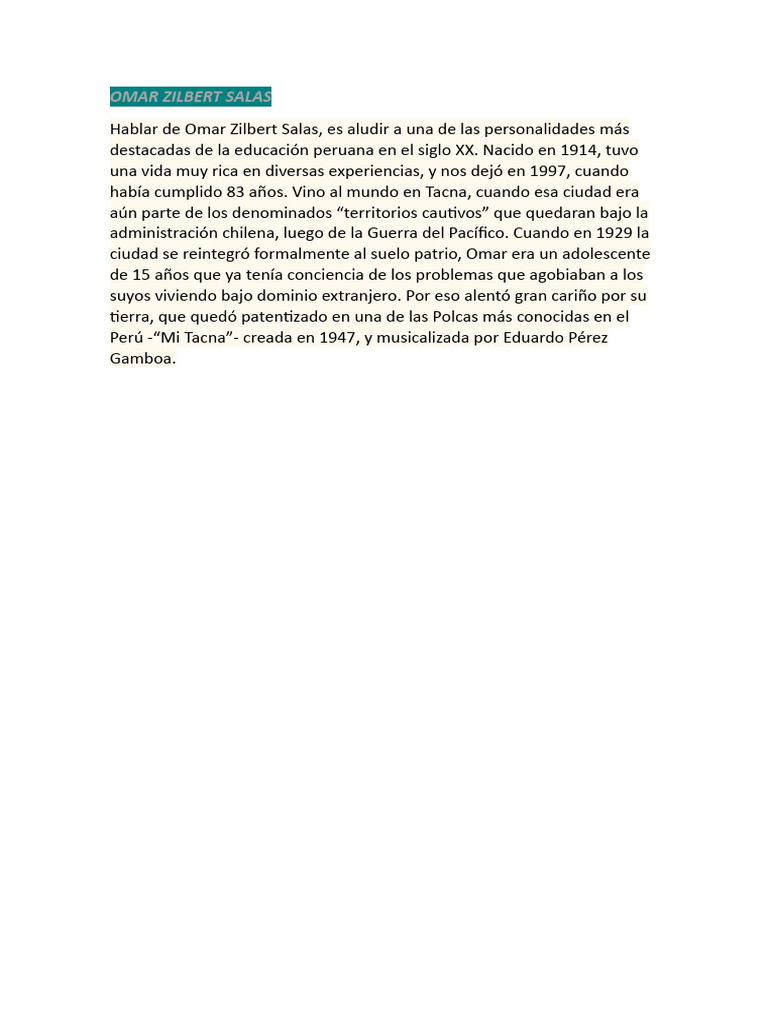Fallecimiento de Omar Zilbert Salas | PDF