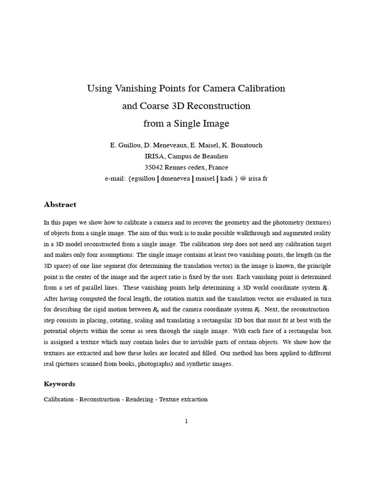 Using Vanishing Points For Camera Calibration | PDF | Texture Mapping ...