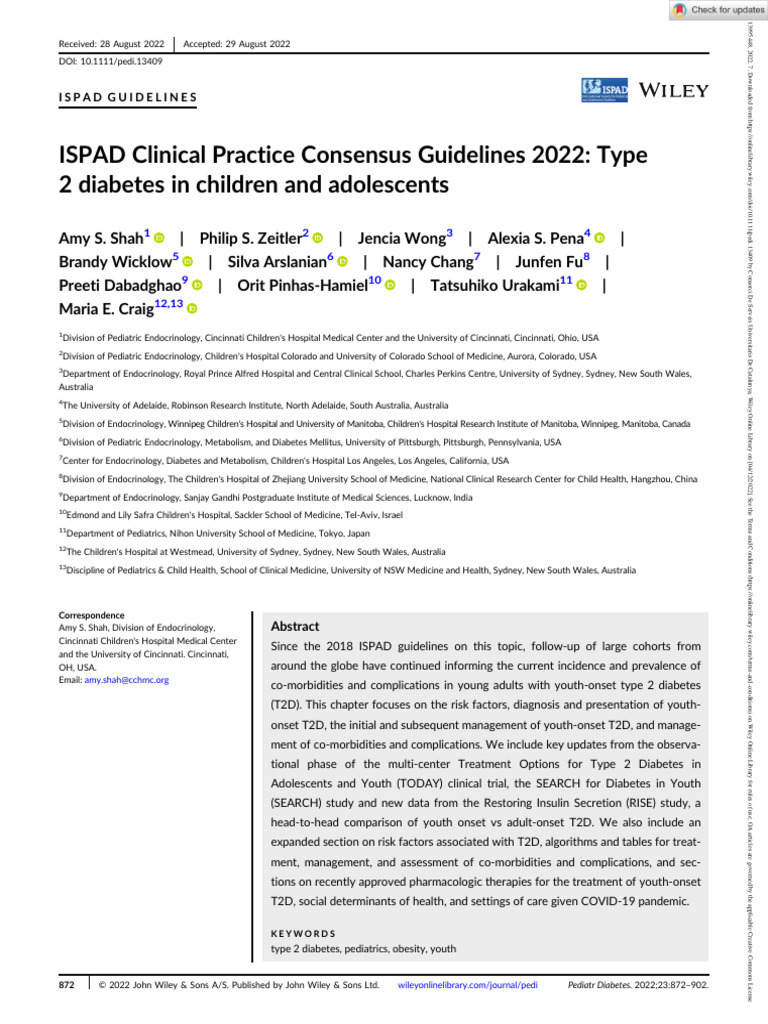 Pediatric Diabetes Dm Type 2 Pdf Glycated Hemoglobin Diabetes