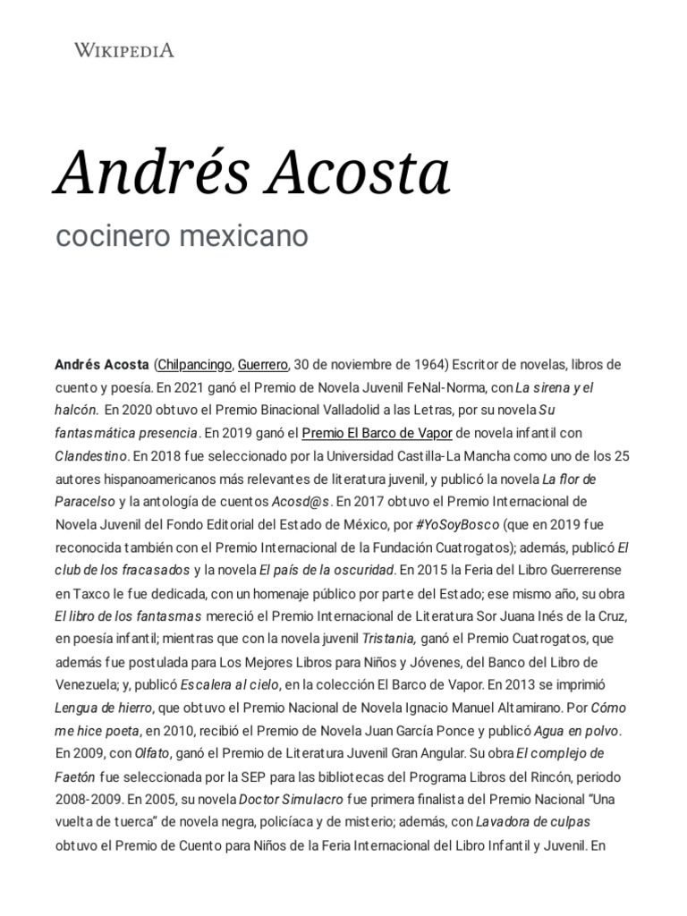 Andrés Acosta - Wikipedia, La Enciclopedia Libre | PDF | Libros para ...