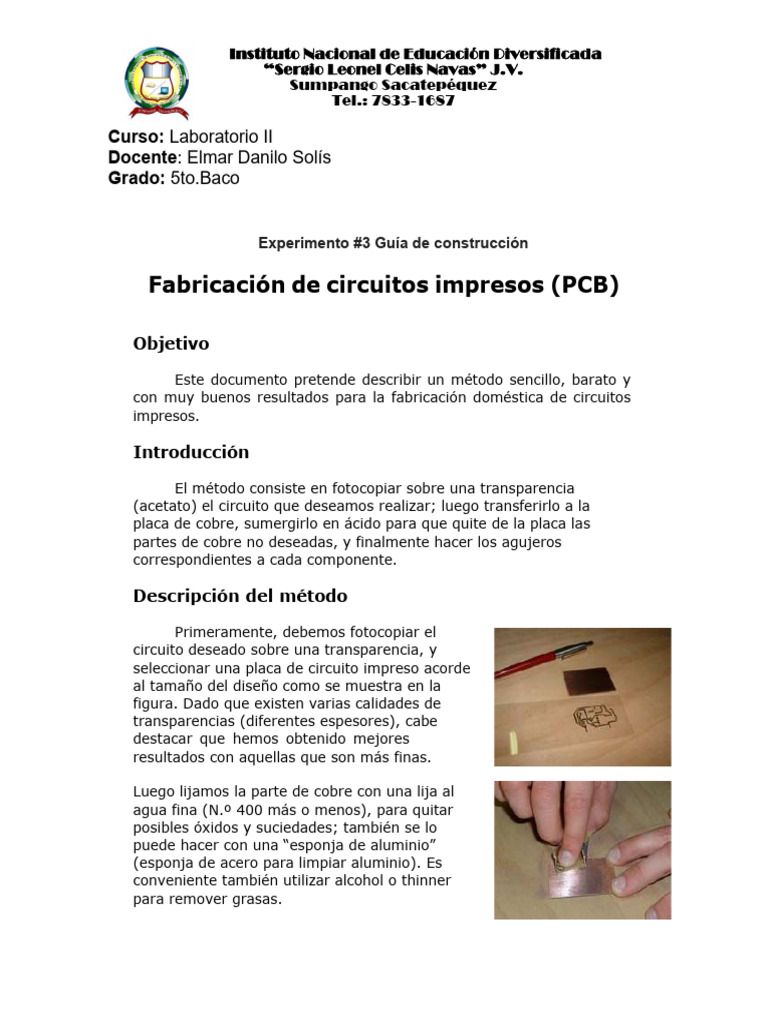 Fabricación Casera de Circuitos PCB | PDF | Placa de circuito impreso ...