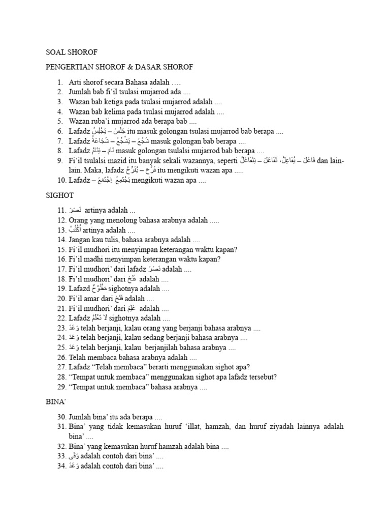 Soal Shorof Ons | PDF