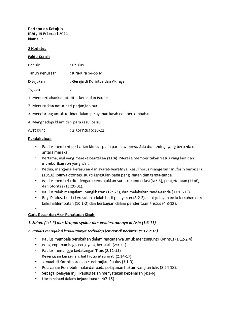 Pertemuan 7 MATERI IPAL MODUL 2 Korintus Pengantar | PDF