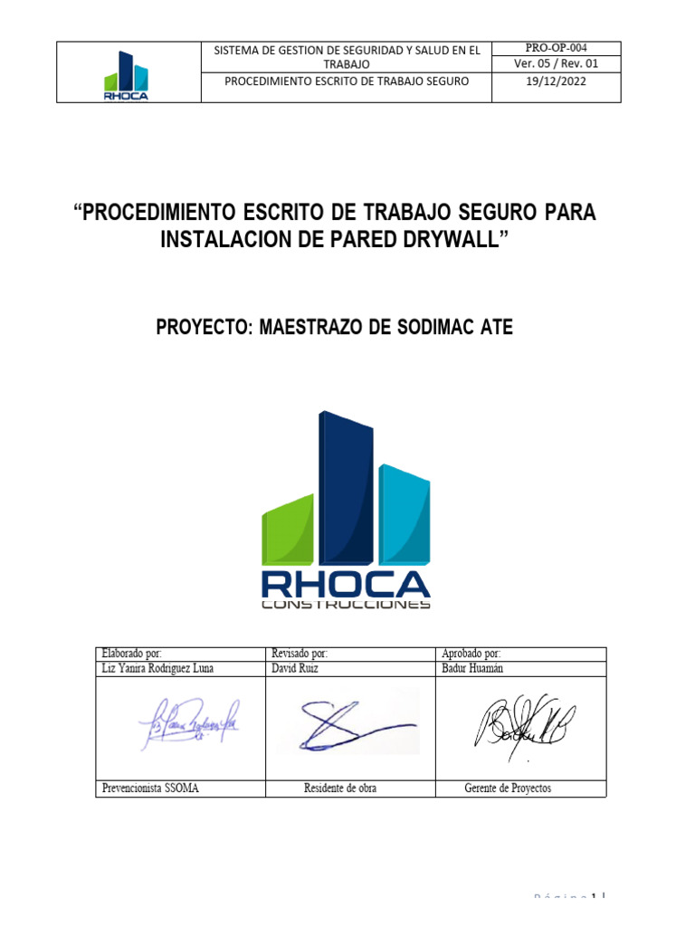 Procedimiento de Instalacion de Pared de Drywall | PDF