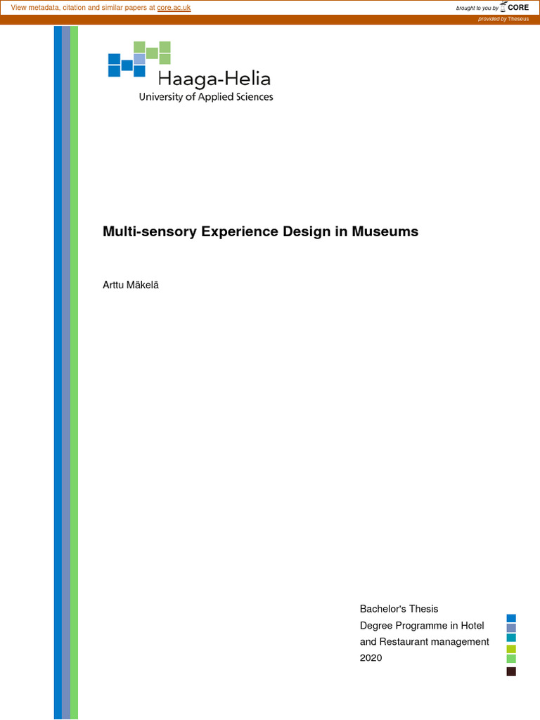 Multi Sensory Design in Museums | PDF | Experience | Senses