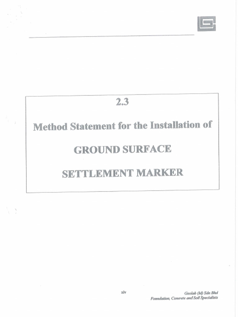 Method Statement Settlement Marker | PDF