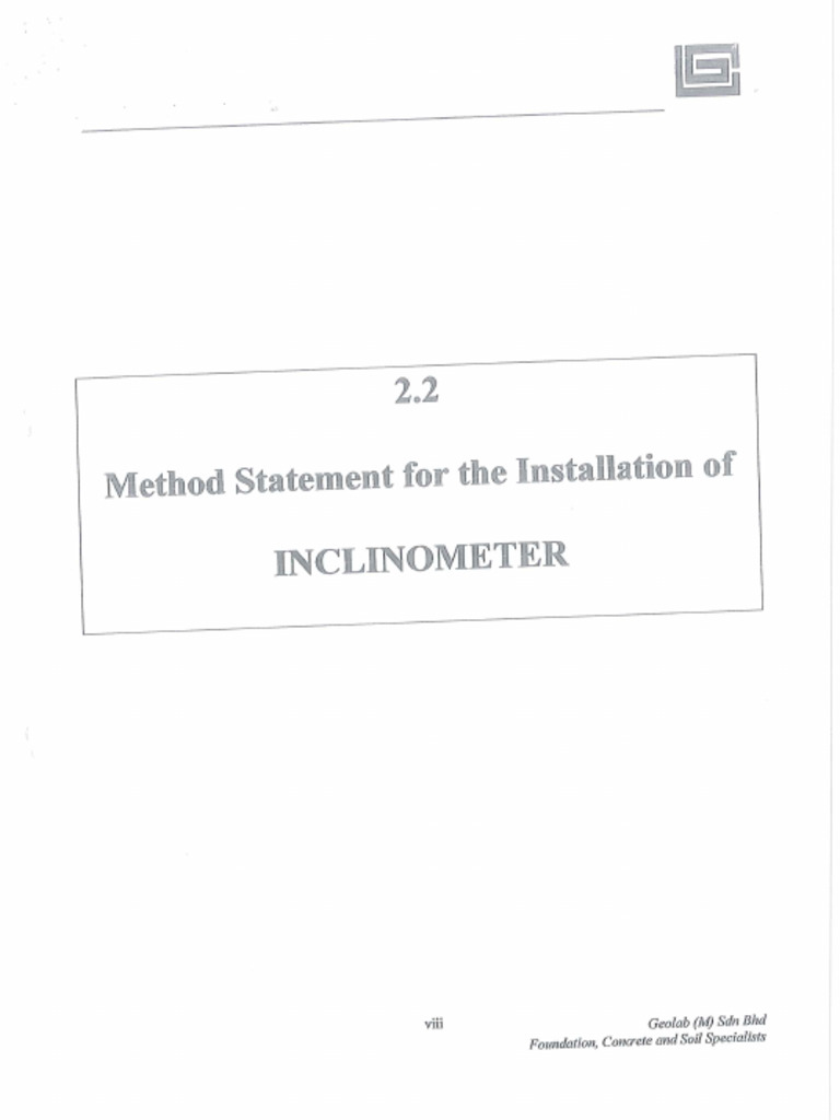 Method Statement inclinometer | PDF