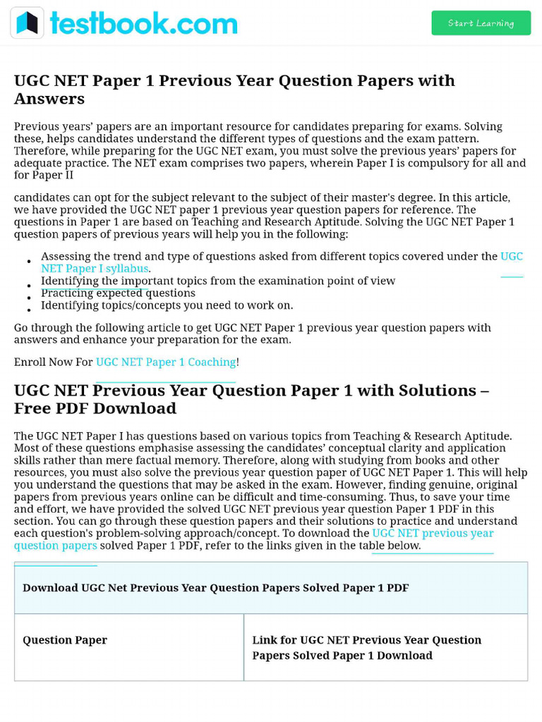 UGC NET Paper 1 Previous Year Question Papers With Answers | PDF