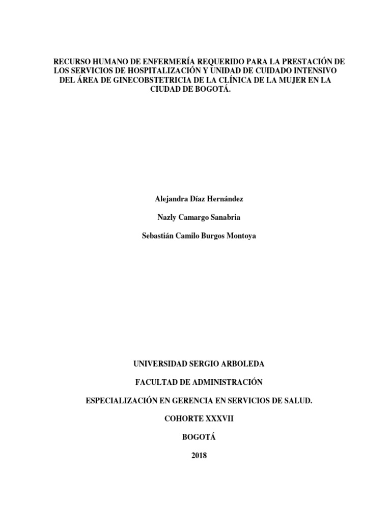 Recurso Humano de Enfermería. Clínica de La Mujer | Descargar gratis PDF | Hospital | Medicina ...