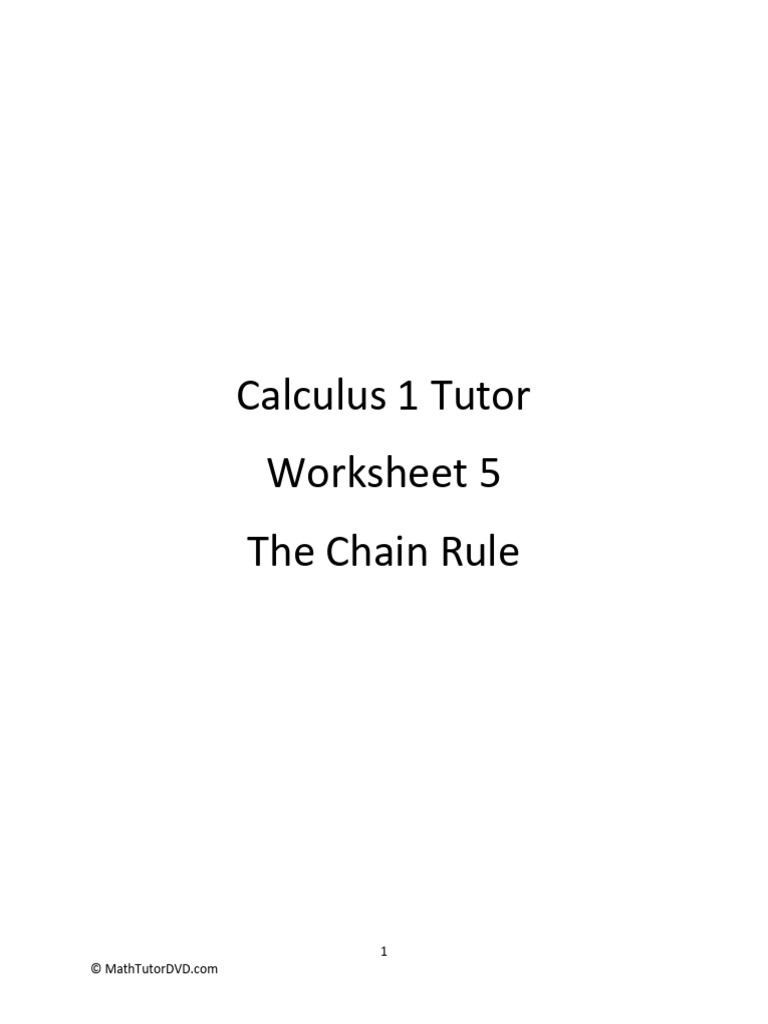 Calculus+1+Tutor+ +worksheet+5+ +the+Chain+Rule | PDF | Trigonometric ...