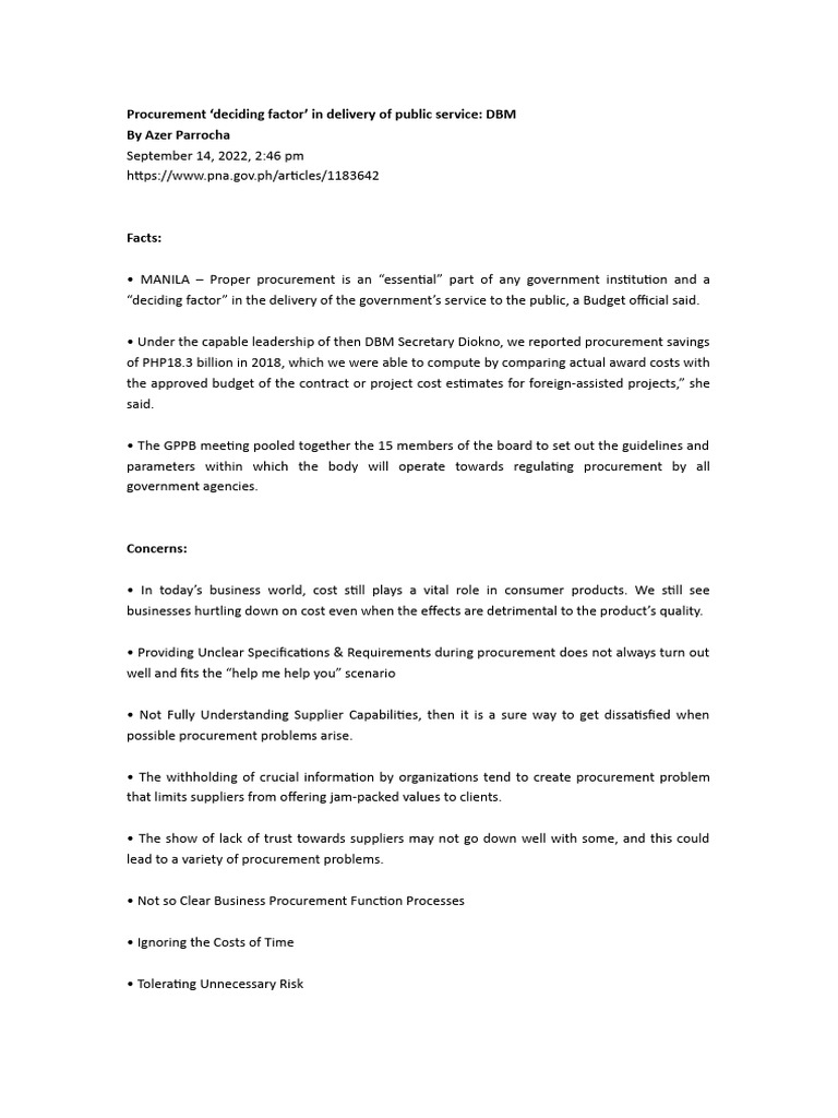 Procurement Management Report | PDF | Procurement | Supply Chain