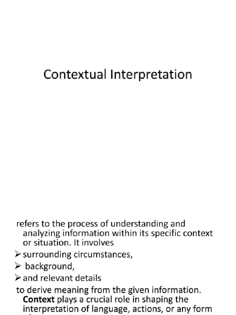 Contextual Interpretation | PDF