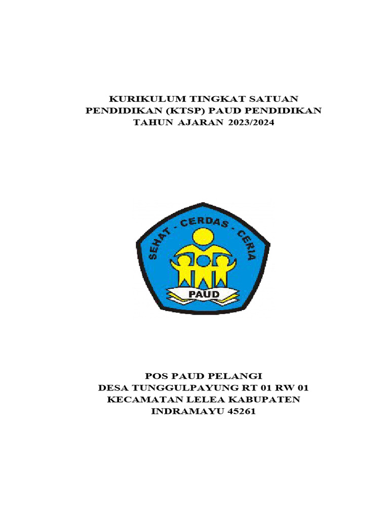 KTSP PAUD Pelangi 2023/2024 Indramayu | PDF