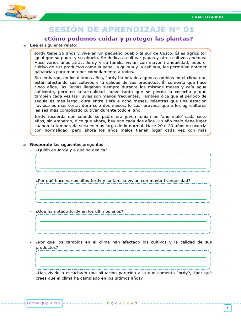 Anexo de Sesiones de Aprendizaje - EDA IV Semana 1 - Editora Quipus Perú | PDF | Los bosques ...
