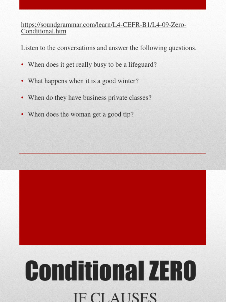 IF CLAUSES. CONDITIONAL ZERO | PDF
