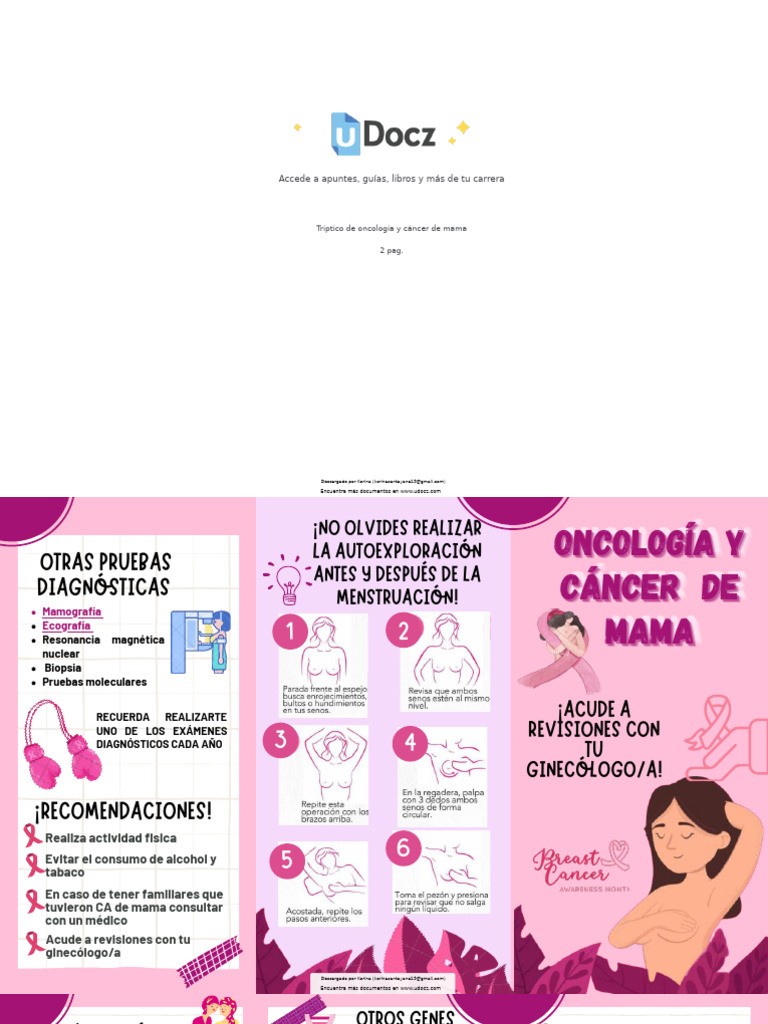 Triptico de Cancer de Mama | PDF | Cáncer de mama | Cáncer