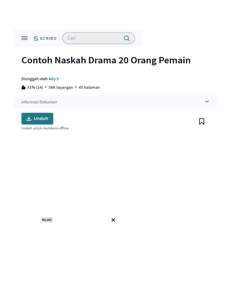 Contoh Naskah Drama 20 Orang Pemain - PDF | PDF