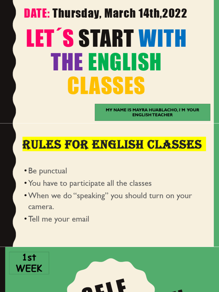English Class Guidelines and Self-Introduction | PDF