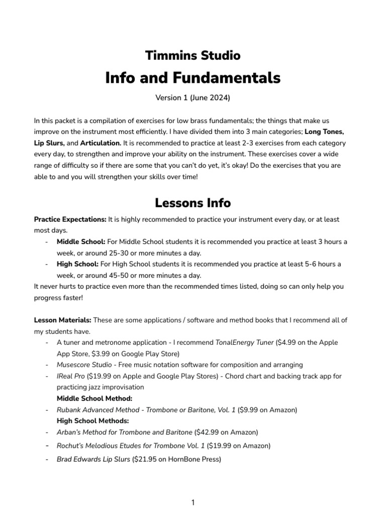 Timmins Studio Info and Fundamentals V1 | PDF | Elements Of Music ...