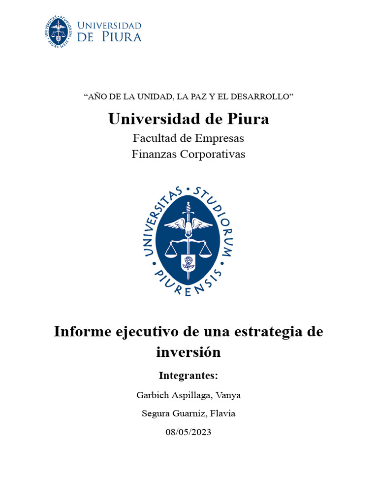 Informe Ejecutivo de Una Estrategia de Inversión - Vanya Garbich ...