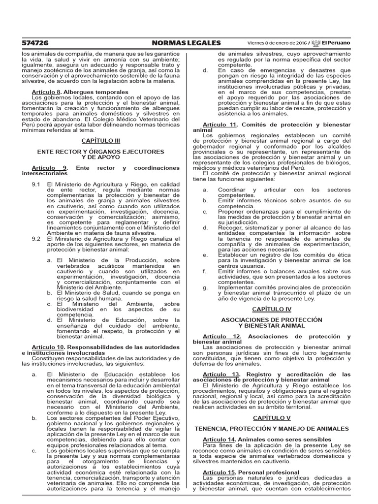 Ley 30407 (1)-2 | PDF | Bienestar de los animales