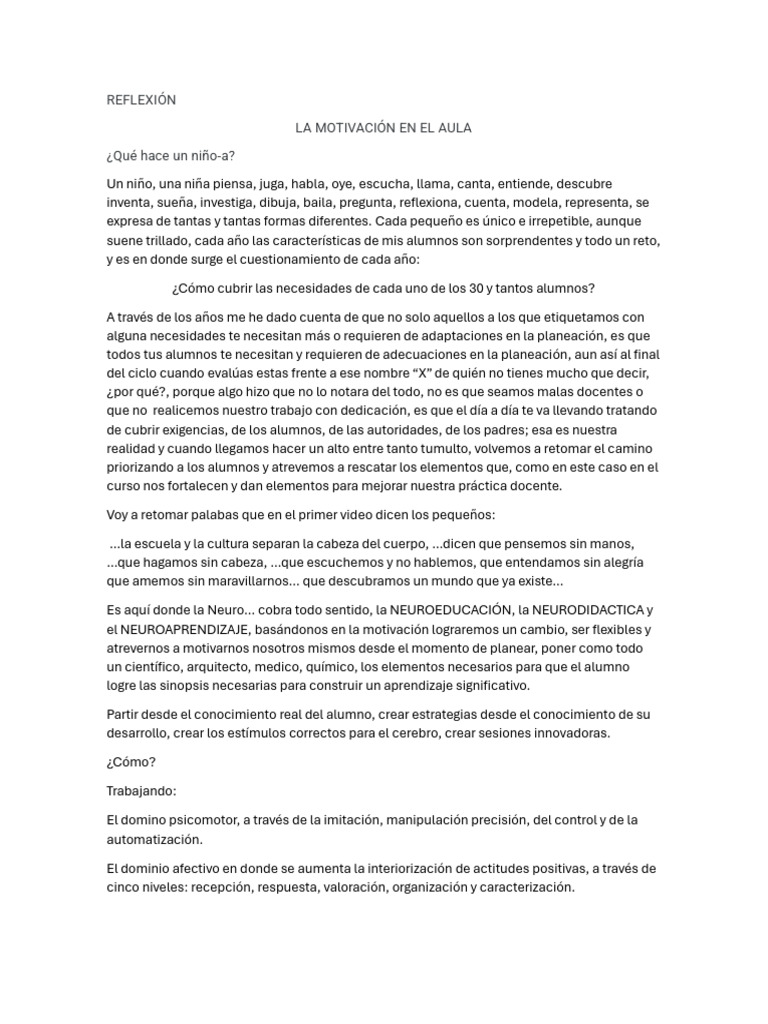 La Motivación en El Aula. | PDF | Aprendizaje | Neurociencia