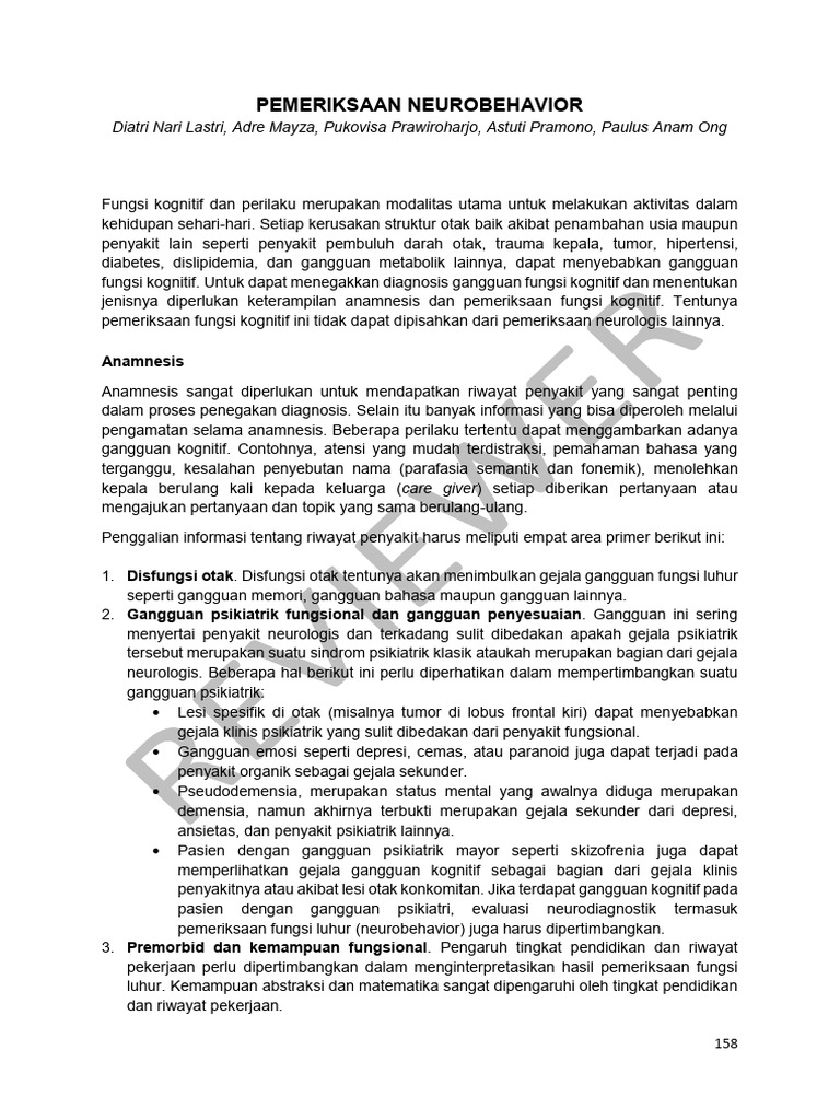 Pemeriksaan Fisik KHUSUS, NEUROBEHAVIOR | PDF | Pengembangan Diri