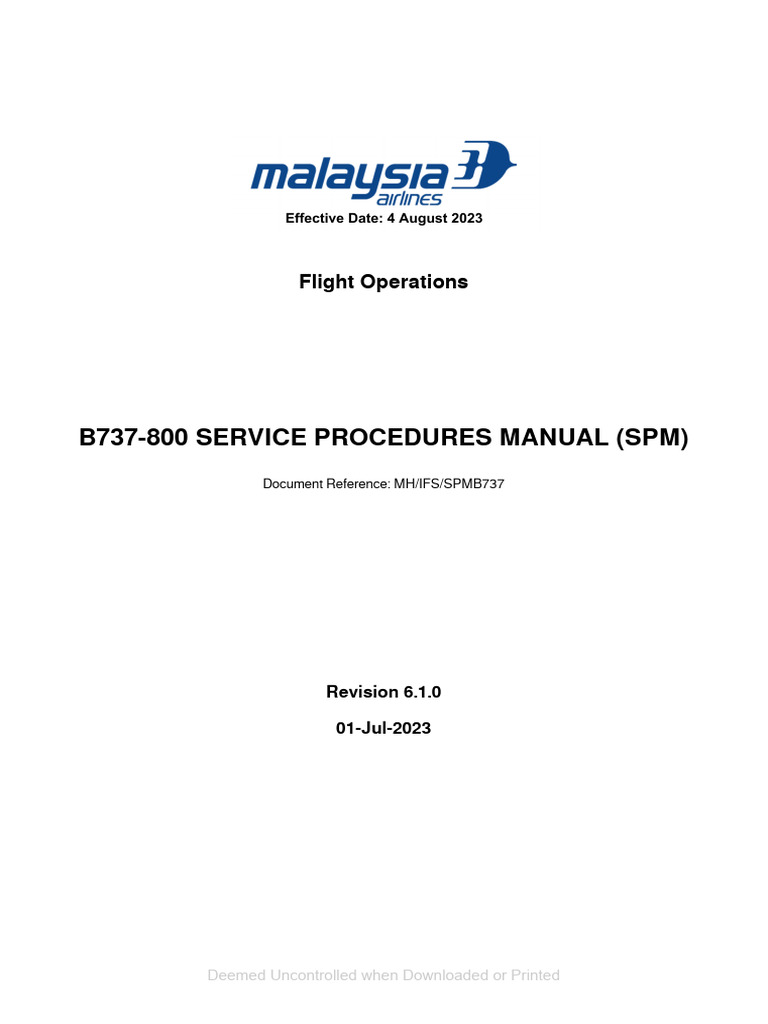B737 800 Service Procedures Manual Spm Issue 6 Rev 1 Pdf Meal Lunch 