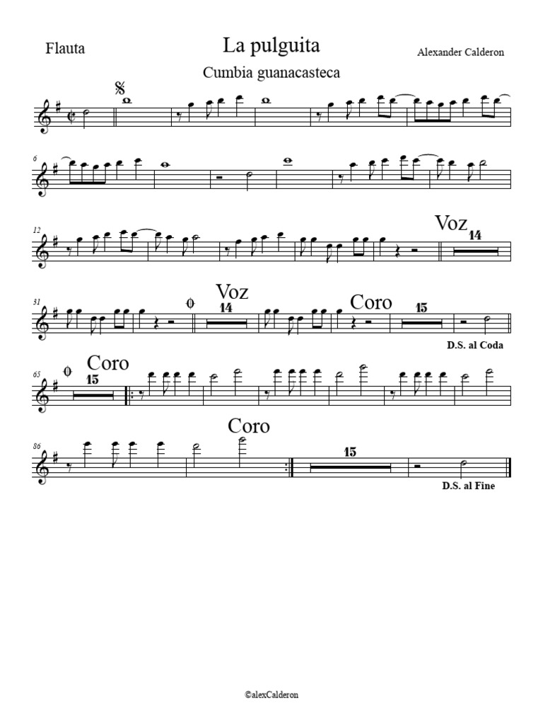 La Pulguita (Cumbia Guanacasteca) (Flauta) | PDF