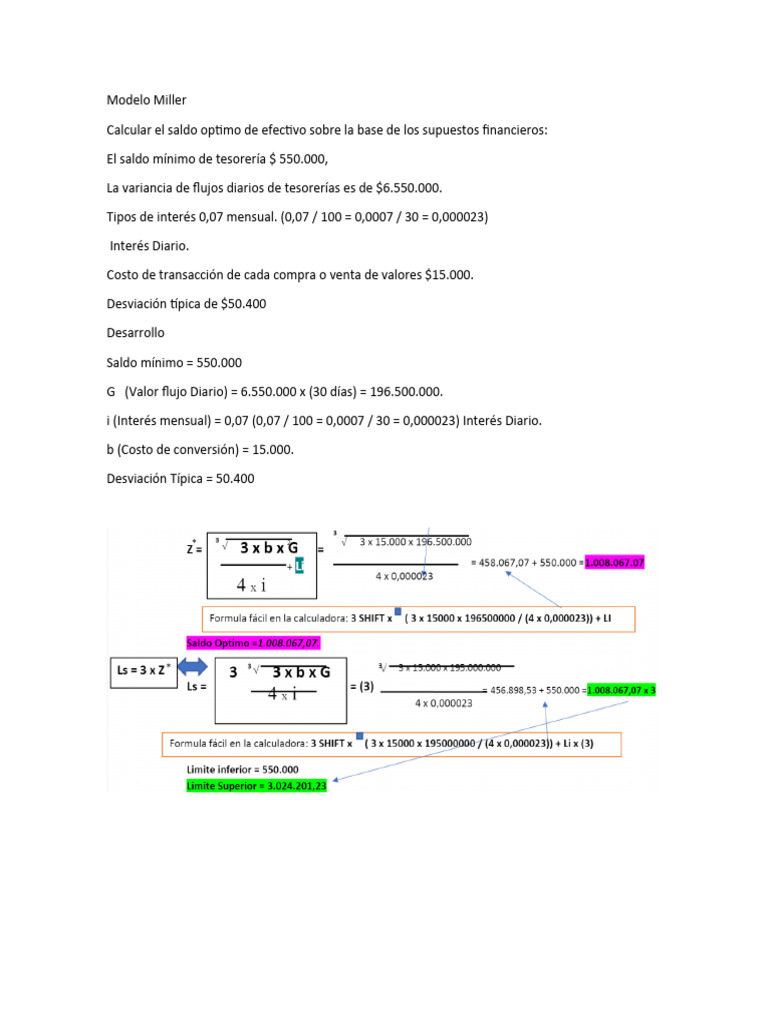 Ejercicios Modelo Miller-Orr | PDF | Inversiones | Dinero