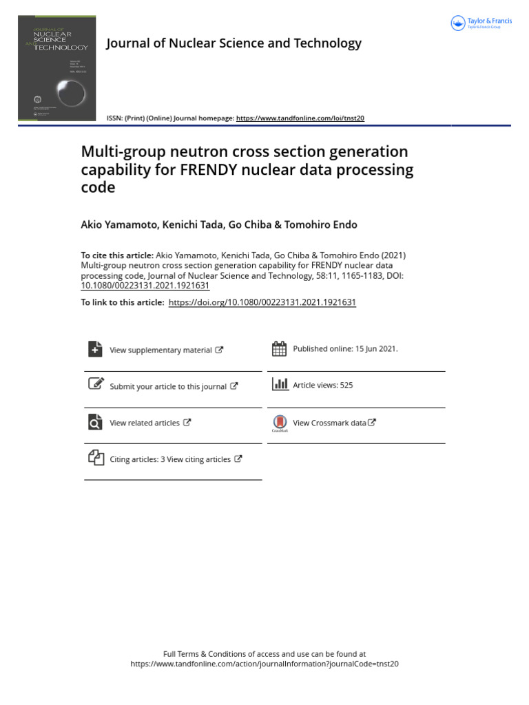 Multi Group Neutron Cross Section Generation Capability For FRENDY Nuclear Data Processing Code ...