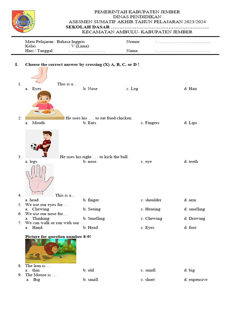 Soal Bahasa Inggris Asat Kelas 5 | PDF | Politics Of Indonesia | Indonesia