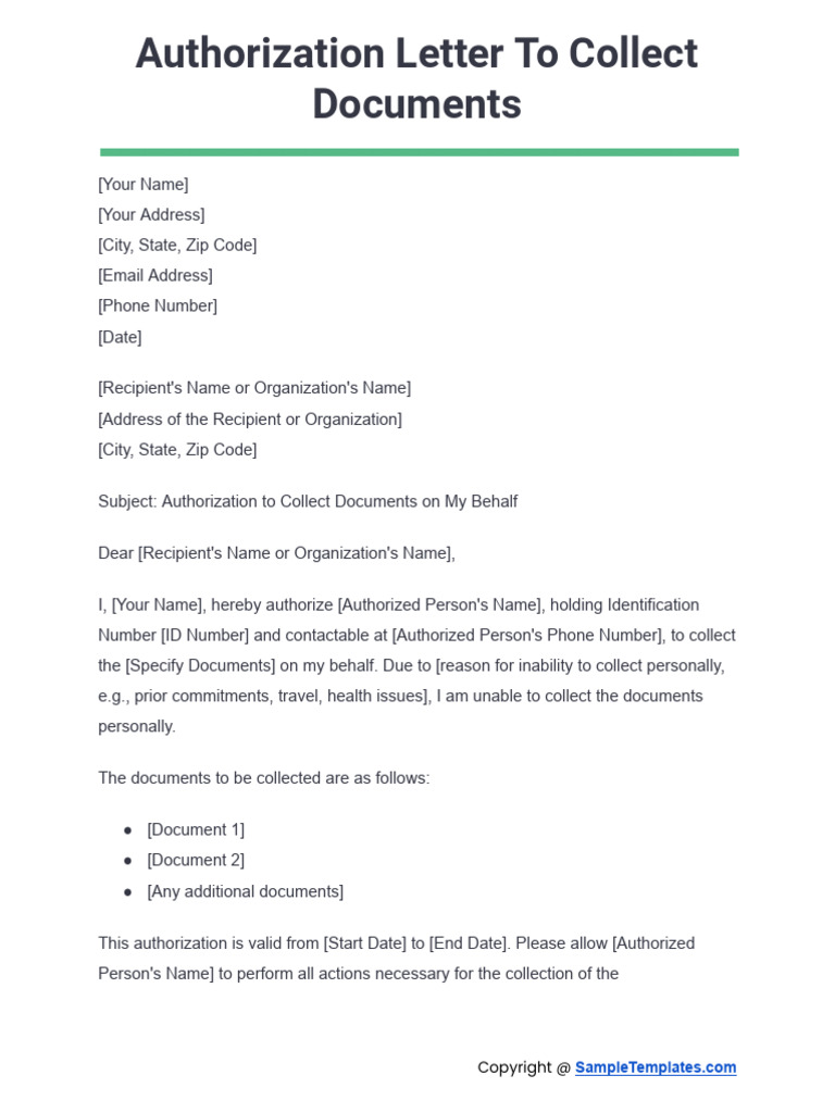 Authorization Letter for Document Collection | PDF