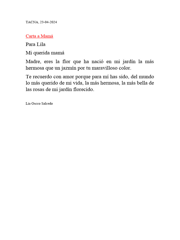 Carta A Mama Pdf