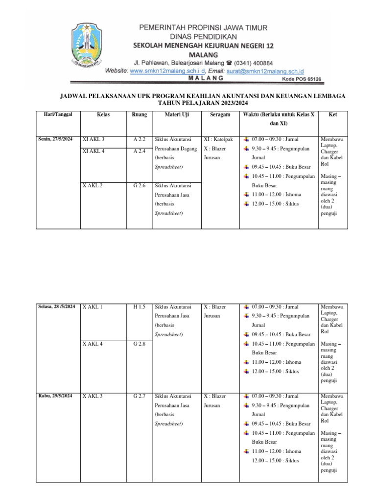 Jadwal Upk X Dan Xi | PDF
