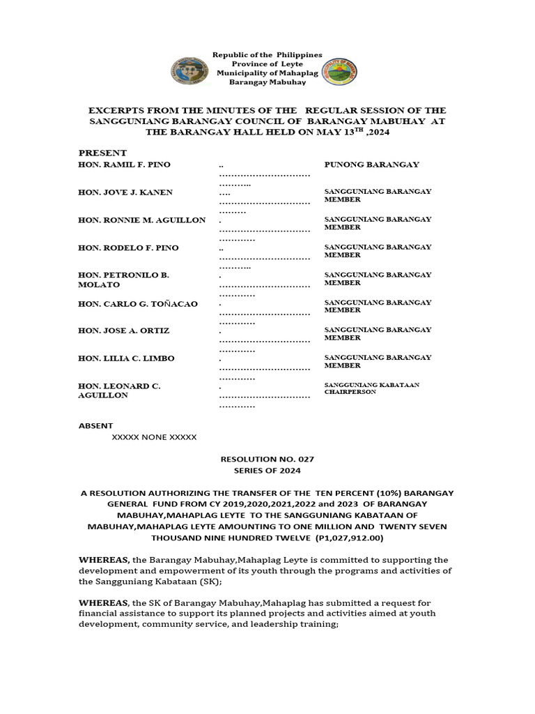 SK Fund Transfer Resolution 2024 | PDF | Government