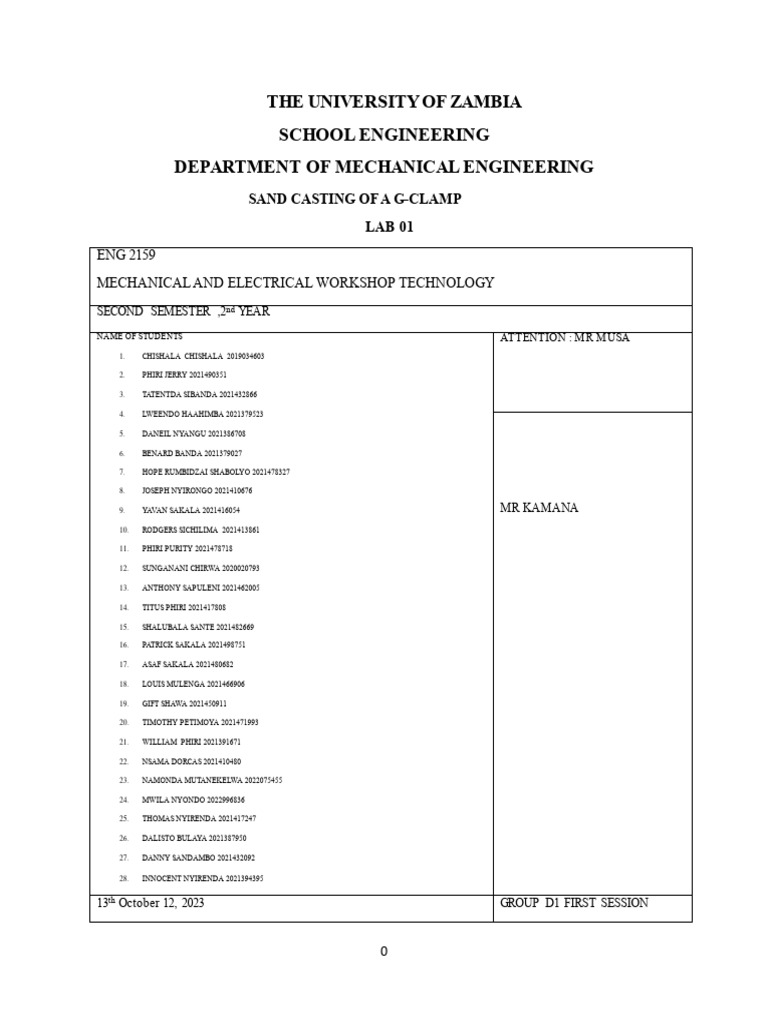 Eng 2159 - Casting Lab Report | PDF | Metalworking | Mechanical Engineering