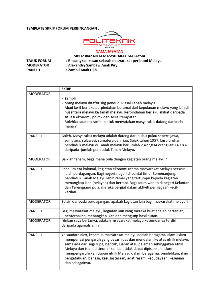 Template Skrip Forum | PDF