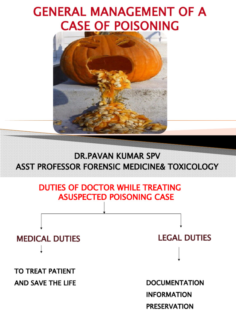 General Management of A Case of Poisoning 1 | PDF | Drugs | Drugs ...