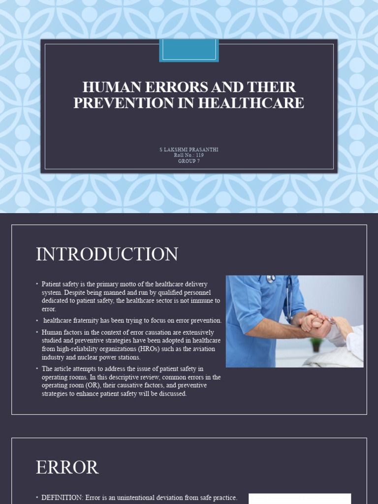 Human Errors and Their Prevention in Healthcare | PDF | Patient Safety ...