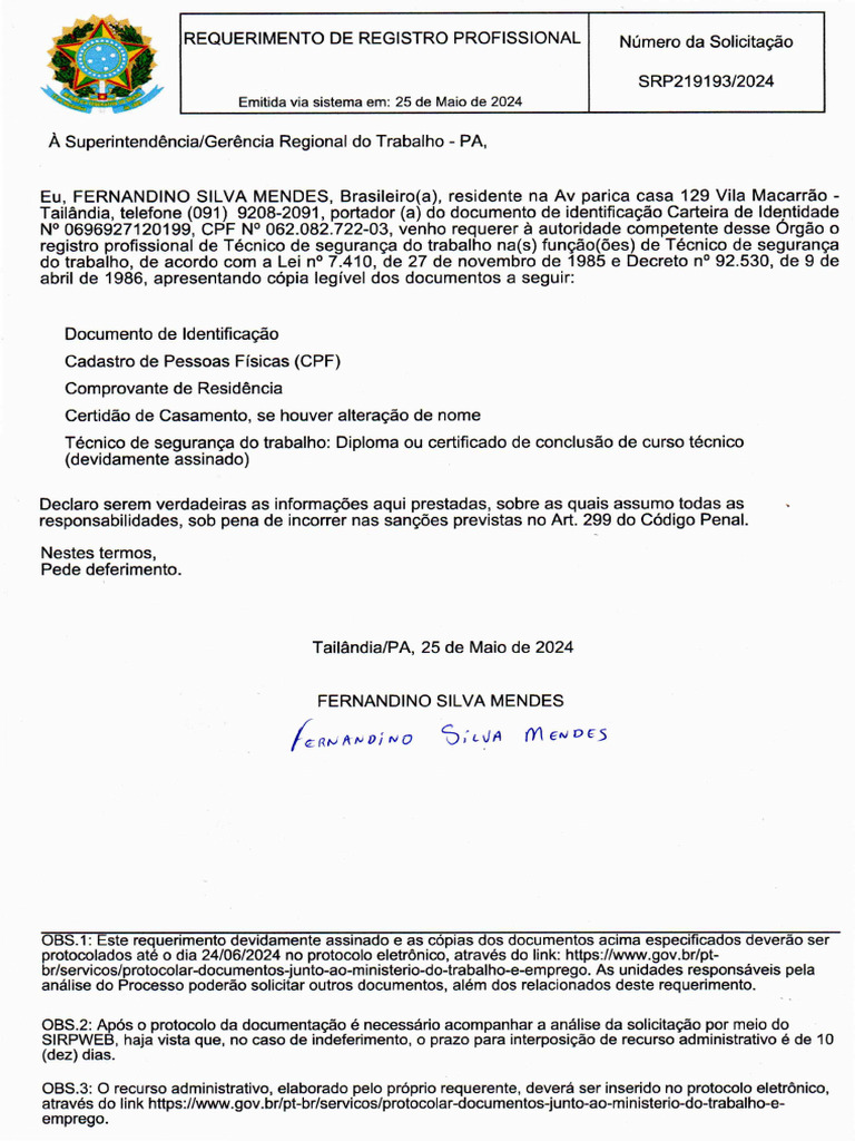 Requerimento TST | PDF