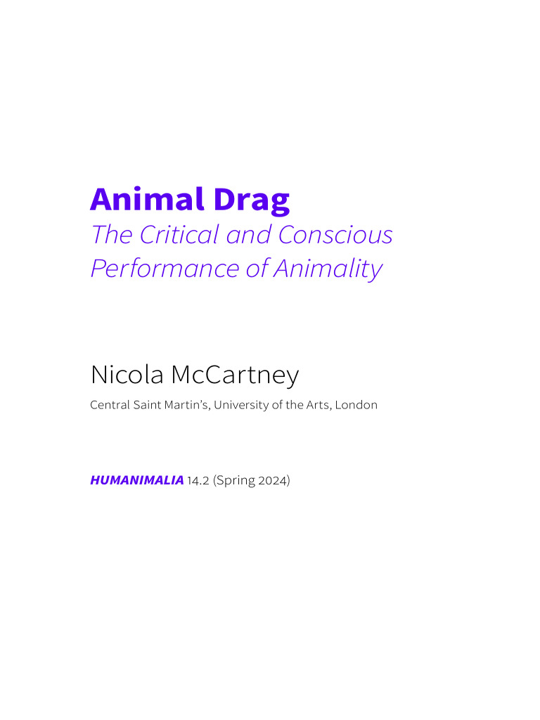 Animal Drag The Critical and Conscious Performance | PDF | Racism ...