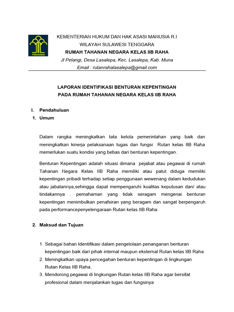 LAPORAN IDENTIFIKASI BENTURAN KEPENTINGAN NEW | PDF